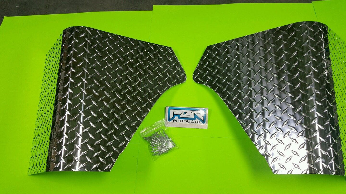 JEEP CJ7 WRANGLER 2 PC DIAMOND PLATE REAR BODY ARMOR CORNER GUARD SLAS ...
